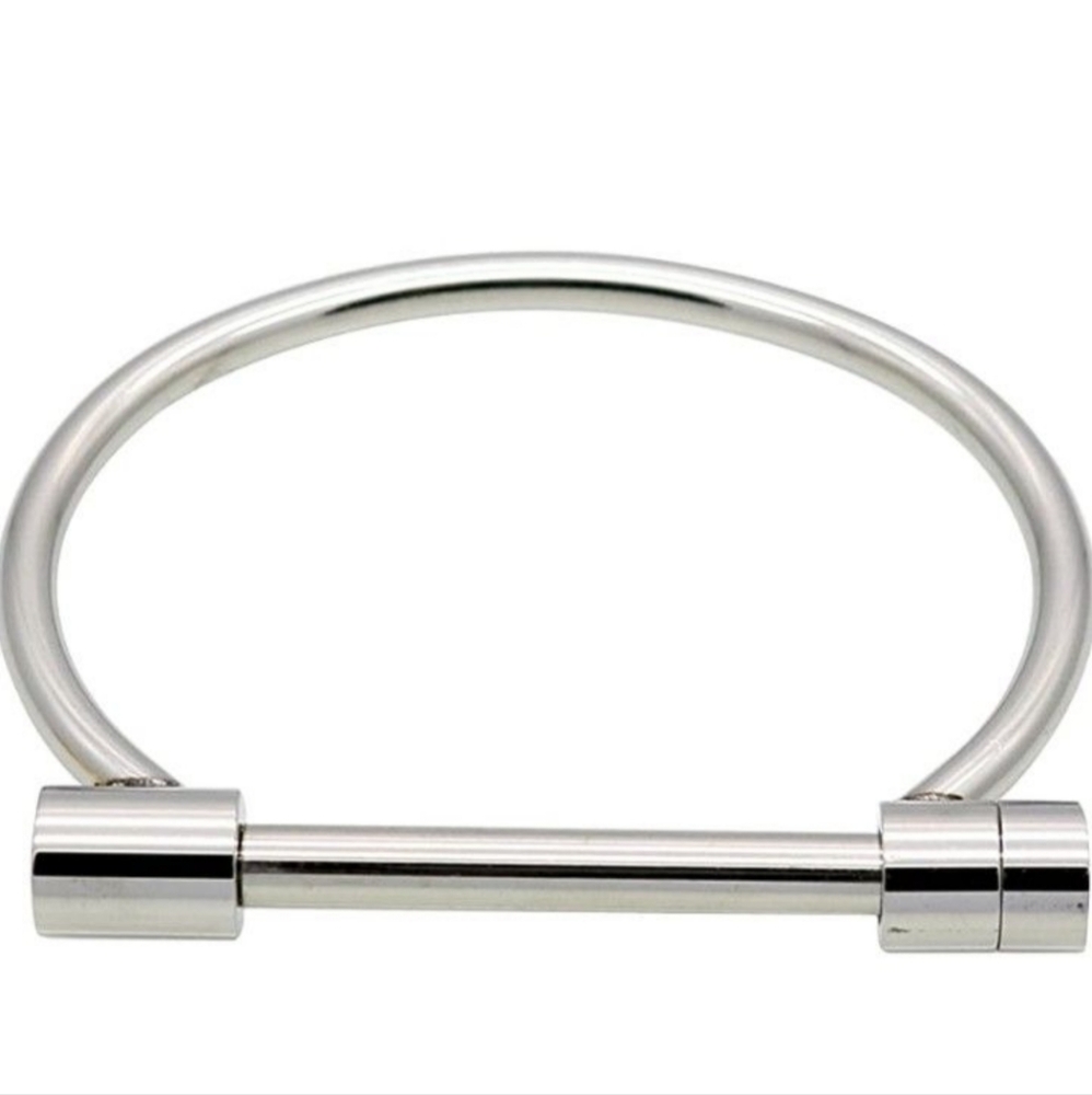 Silver Minimalist Shackle Cuff Bracelet - Gem